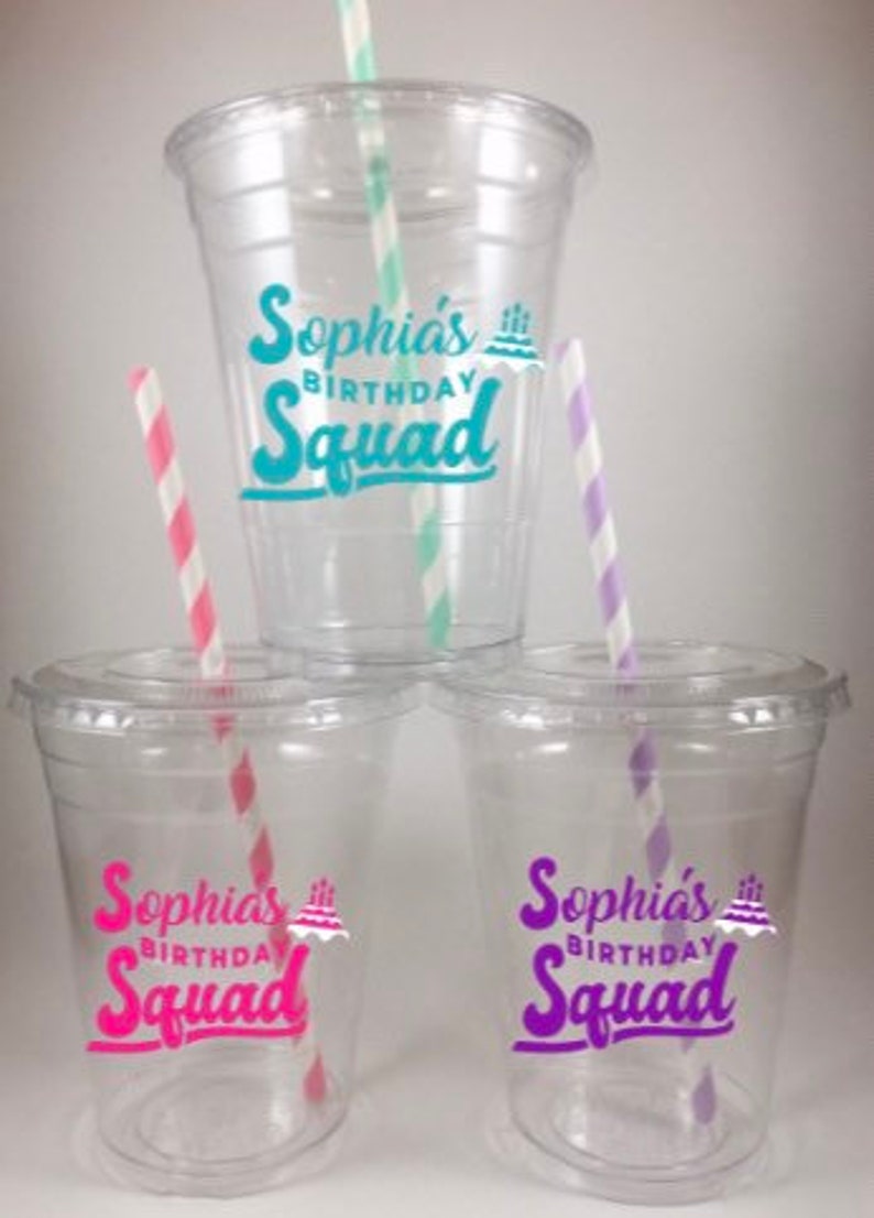 Birthday Squad PARTY CUPS DISPOSABLE With Lids Straws - Etsy
