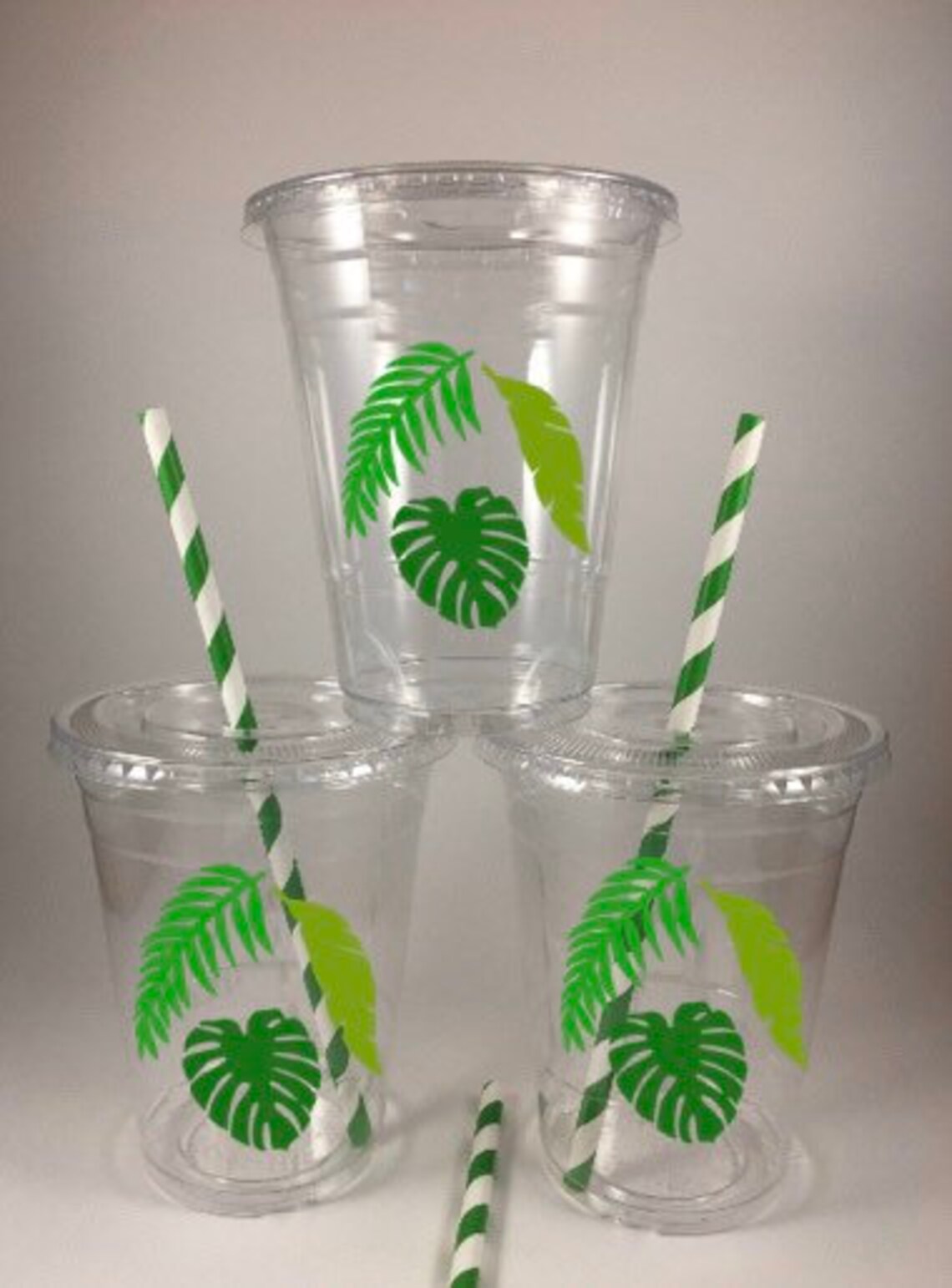 Palm Leaf PARTY CUPS Birthday With Lids Straws Personalized Palms ...