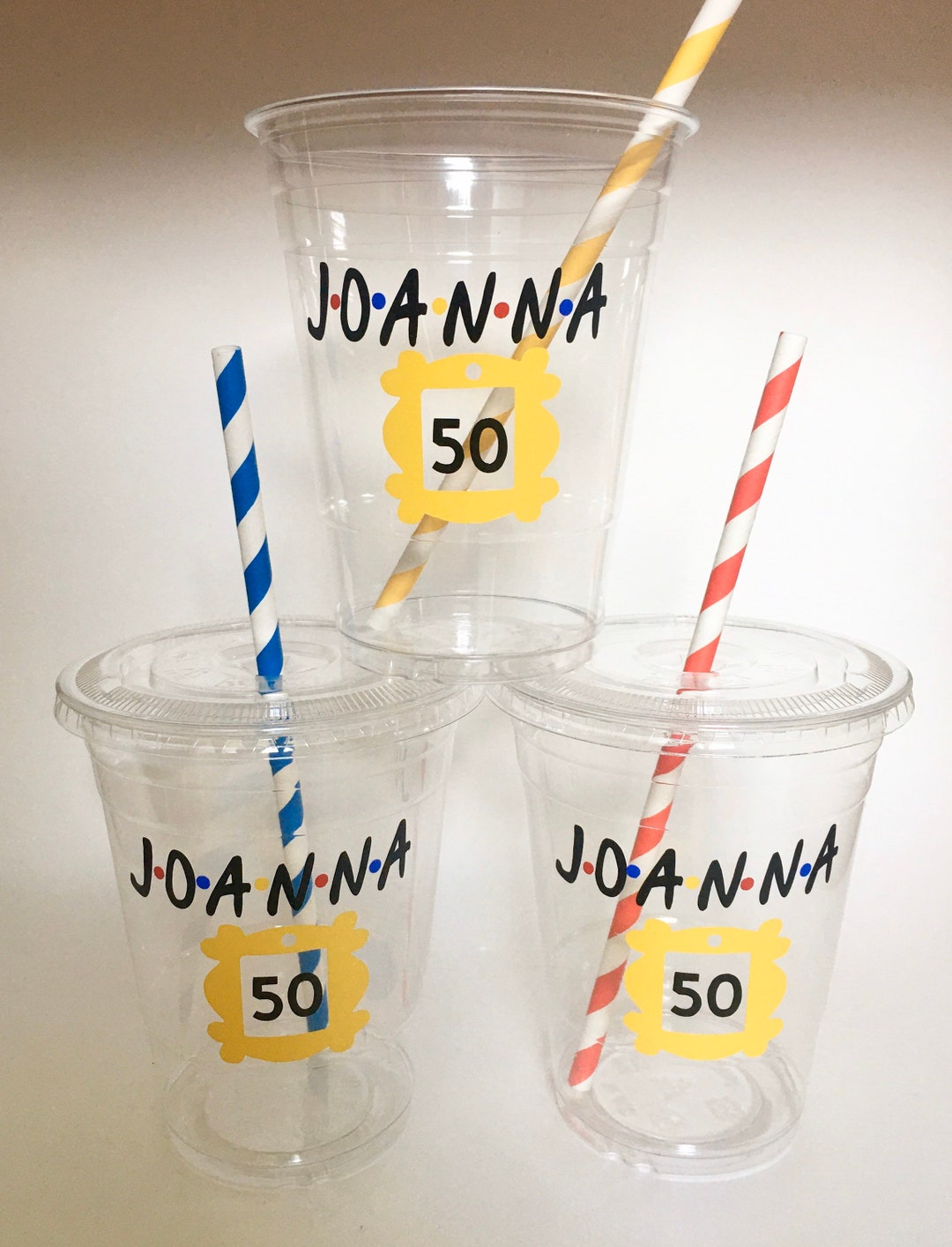 Friends Birthday PARTY CUPS Personalized Name Age DISPOSABLE With Lids ...