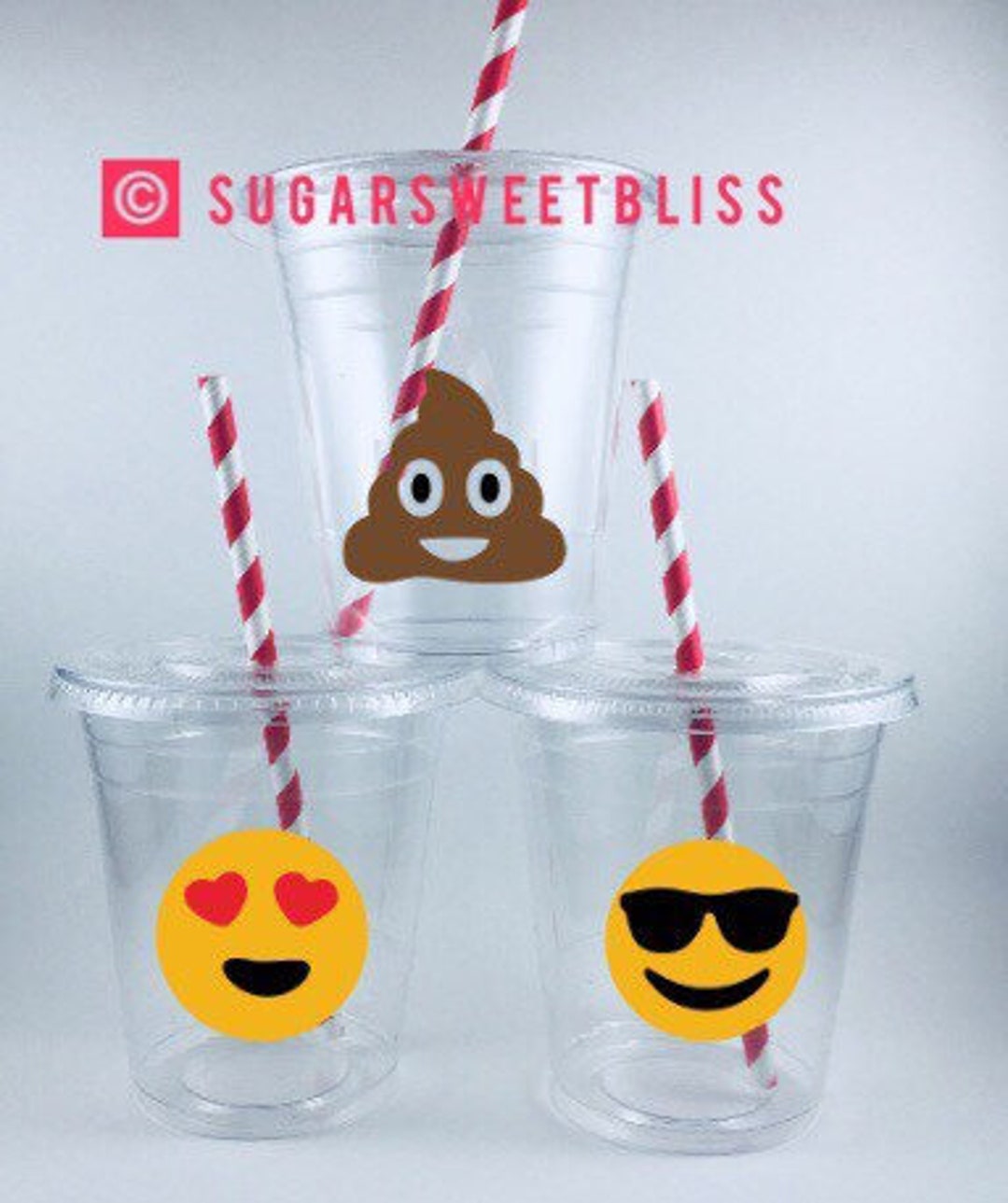 Emoji PARTY CUPS Disposable Favor Cup Set POOP Birthday Theme Favors ...