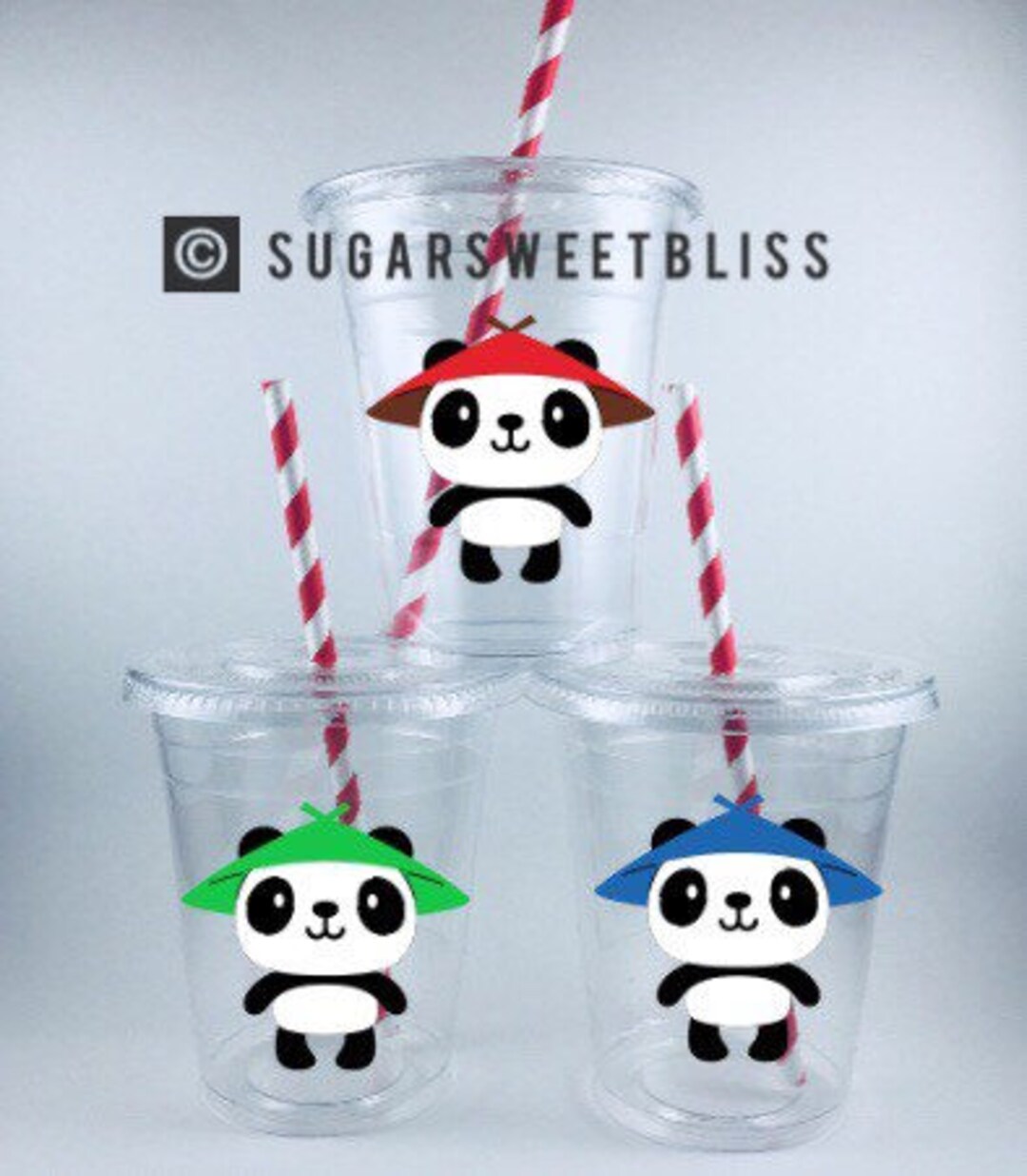 PANDA PARTY CUPS Birthday Disposable Favor Pandas Personalized - Etsy