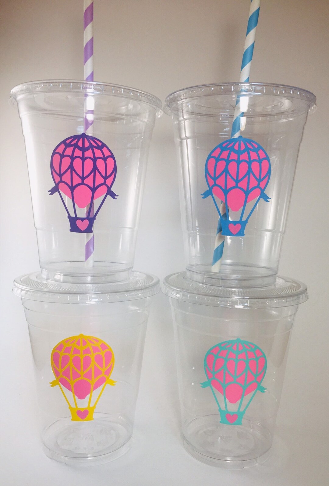 Hot Air Balloon PARTY CUPS With Lids/straws Birthday Baby Shower up and ...