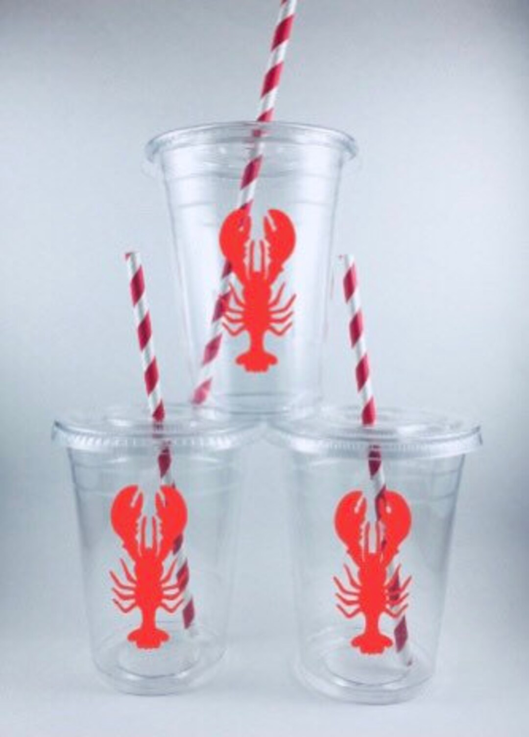 LOBSTER PARTY CUPS Lobsters With Lids Straws Personalized Disposable - Etsy