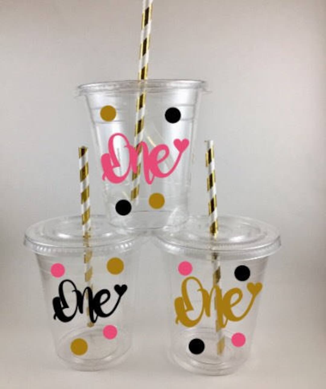 One Baby First Birthday PARTY CUPS Number 1 Cup Set Customized Colors ...