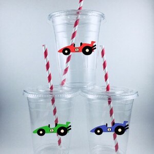 RACE CAR CUPS Birthday Party Cup Set With Lids/straws Custom - Etsy
