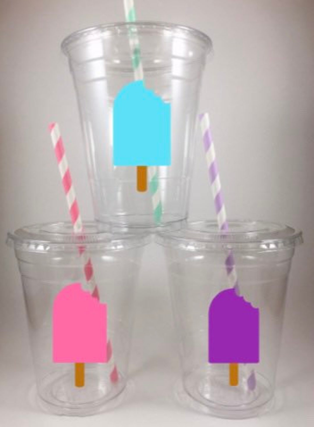 Popsicle Party Cups Disposable Ice Pop Birthday WITH Lids/straws - Etsy