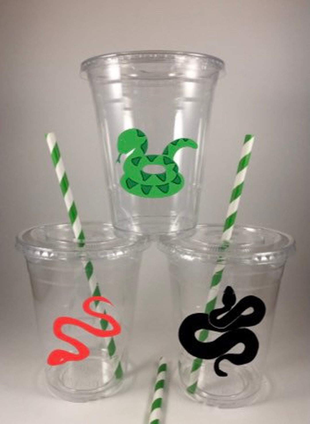 Snake Party Cups Snakes Birthday Lids Straws Custom Colors Free - Etsy