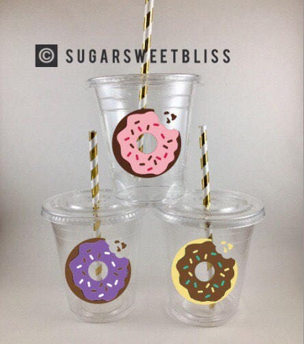DONUT PARTY CUPS Donuts Breakfast Event Cup Set Wedding Favor Bar ...