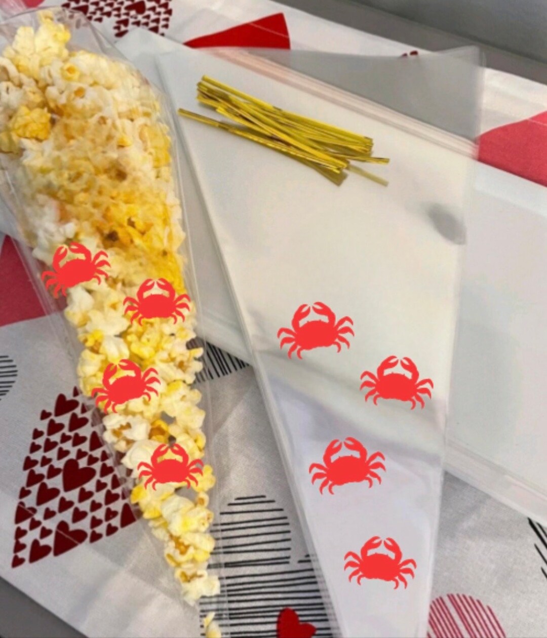 CRAB PARTY BAGS Empty Cone Shaped Favor Bag Birthday Candy Treat Set ...