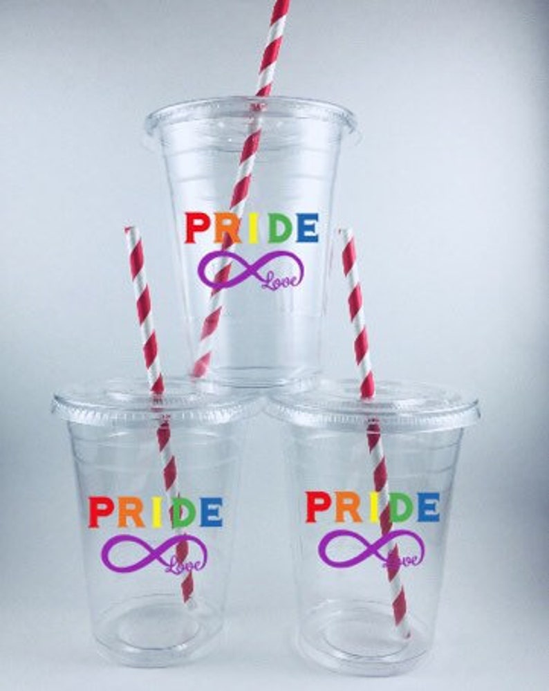 PRIDE Party Cups Rainbow LGBTQ Cup Set With Lids/straws - Etsy