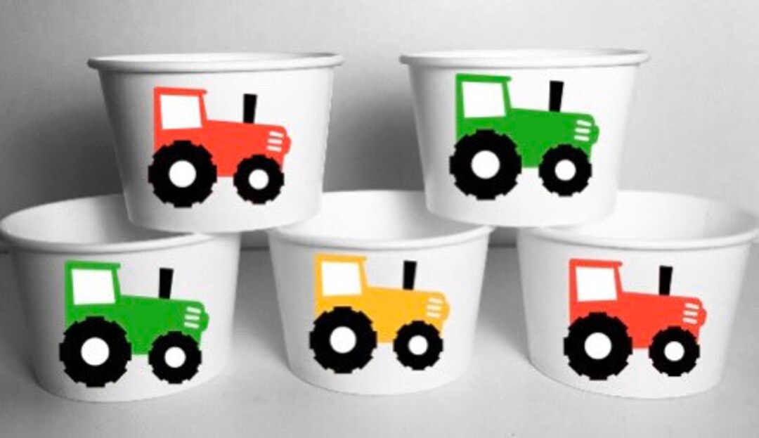 Tractor Party Cups Birthday Snack Treat Ice Cream Food Bowls Favors ...