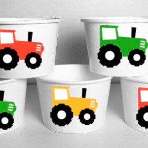 Tractor Party Cups Birthday Snack Treat Ice Cream Food Bowls Favors ...