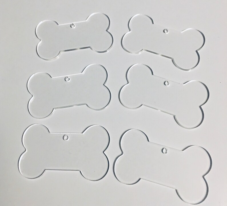 Acrylic Blanks Dog Bone Tags Set/6 Vinyl DIY Paint Doggie Bones - Etsy
