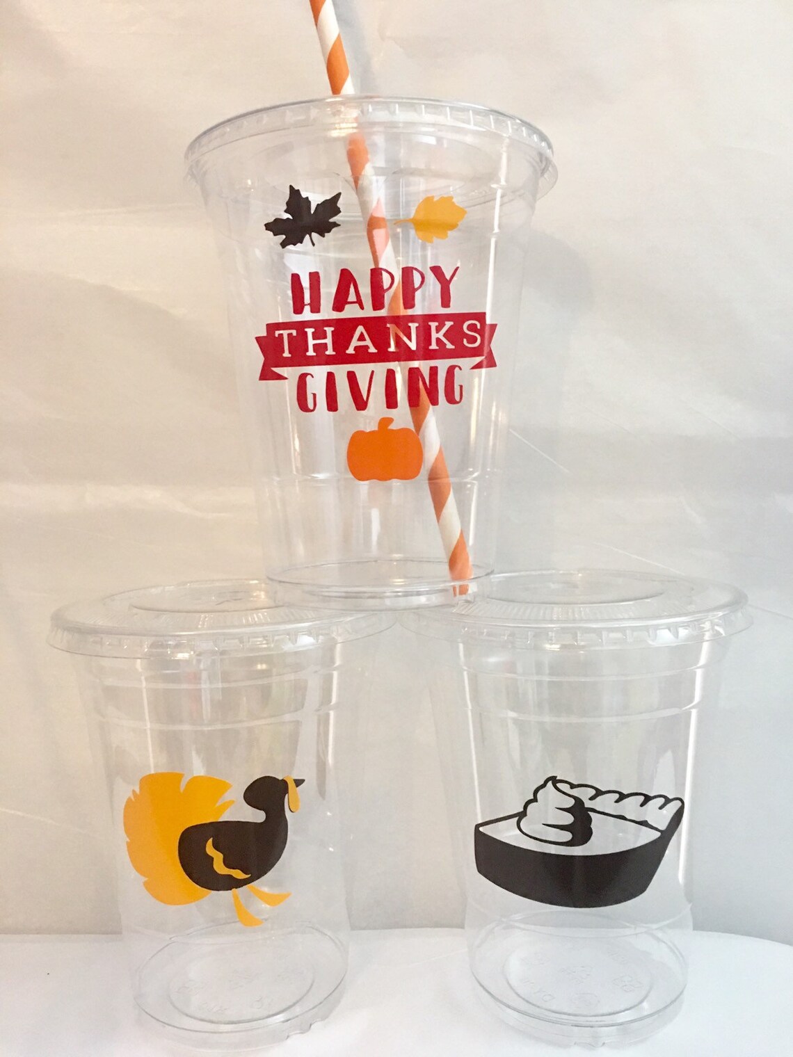 Thanksgiving Cups Kids Table Cup Set with Lids/Straws | Etsy