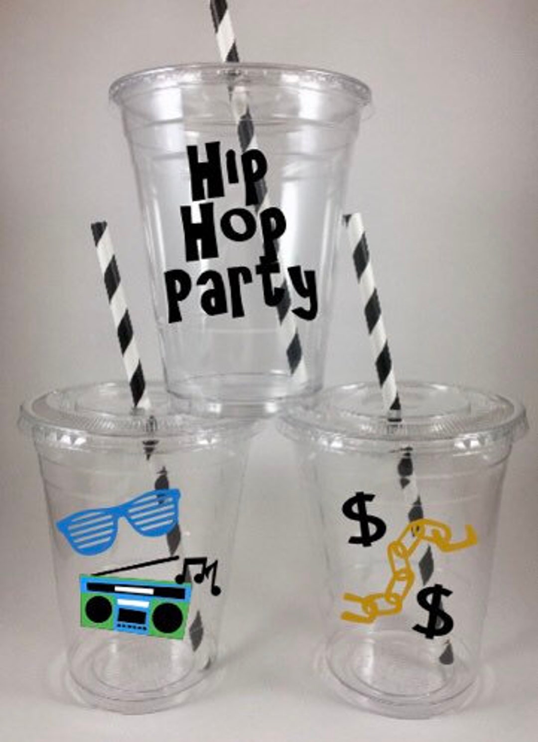Hip Hop Party Cups Disposable With Lids Straws Custom Colors Free - Etsy
