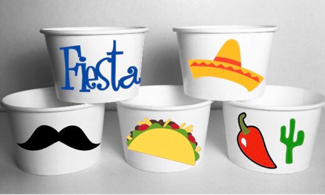 Fiesta Party Cups Taco Birthday Snack Treat Theme Ice Cream Food Favor ...