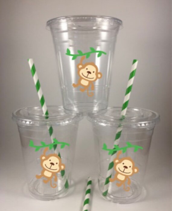 Monkey Party Cups Zoo Safari Personalized Customized Monkeys - Etsy
