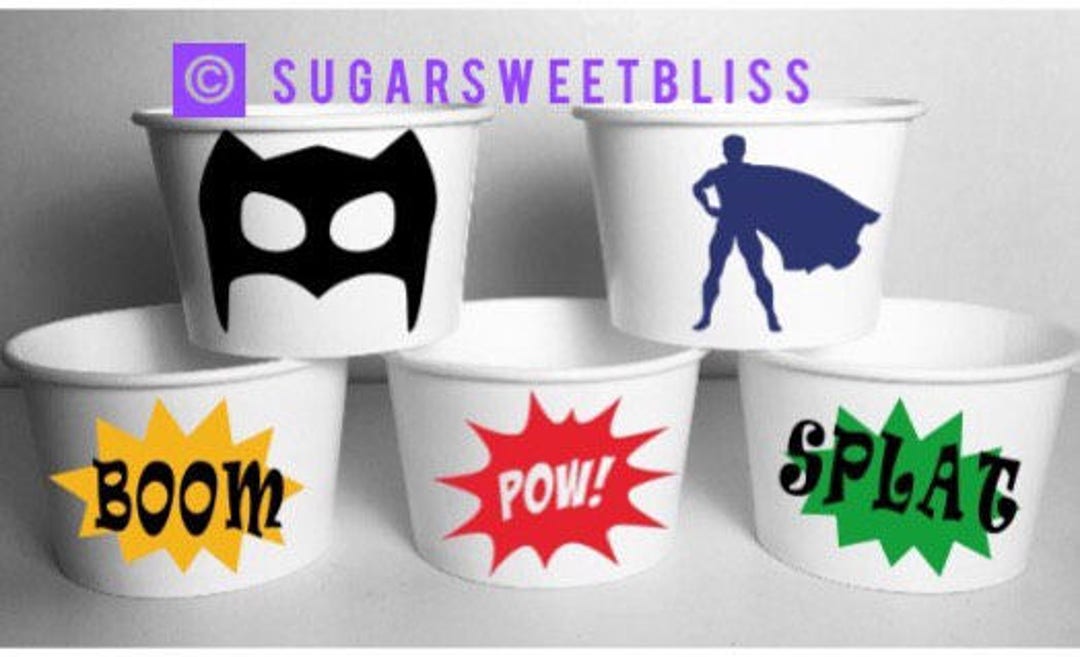Superhero Birthday Party Cups Favors Treat Boels Containers ...