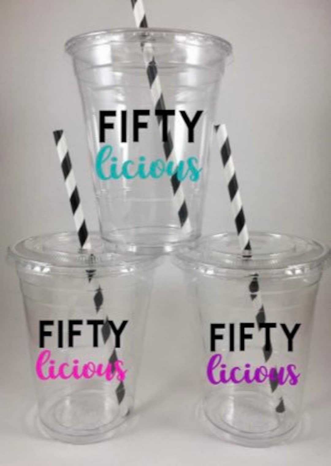 Fiftylicious PARTY CUPS 50th Birthday 50 Custom Colors Available Fifty ...