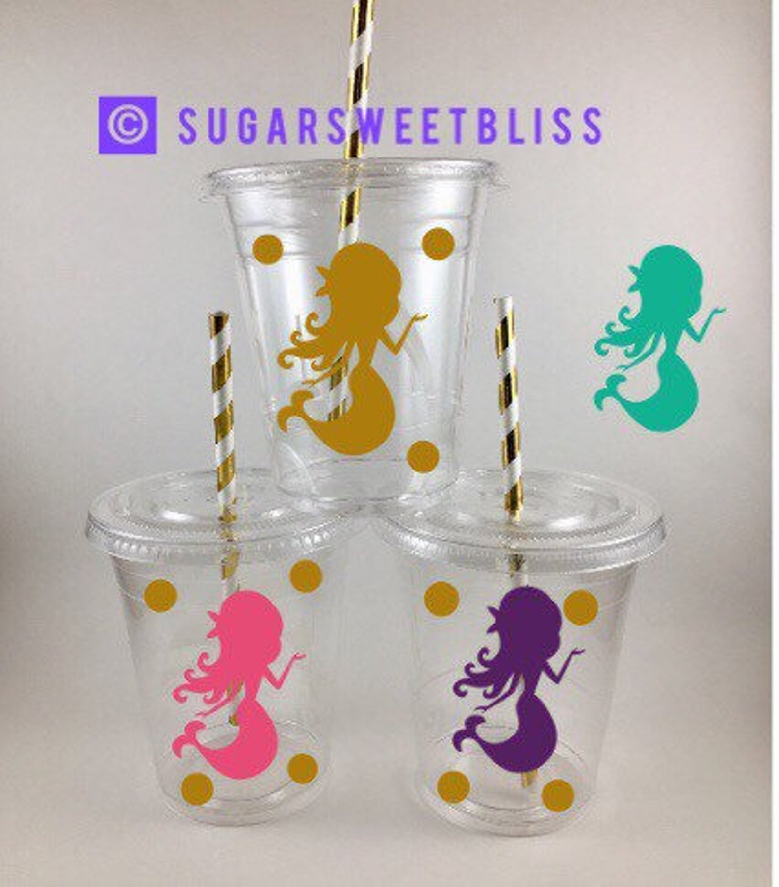 MERMAID PARTY CUPS Mermaids Under the Sea Birthday Personalized ...