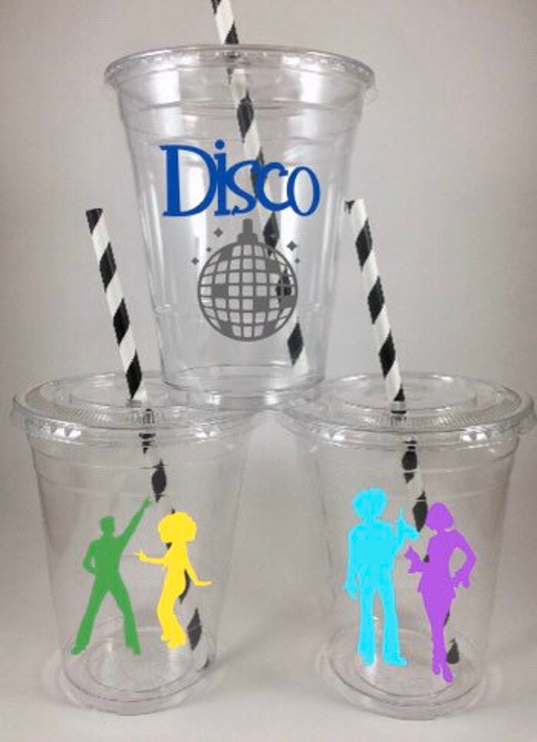 Disco PARTY CUPS Birthday With Lids Straws Personalized - Etsy
