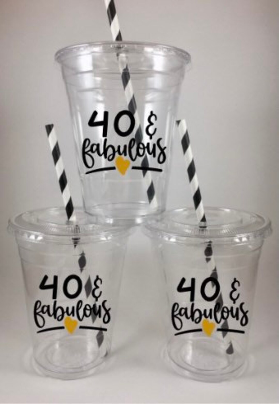 40 & Fabulous Party Cups Forty Disposable 40th Birthday Lids and Straws ...