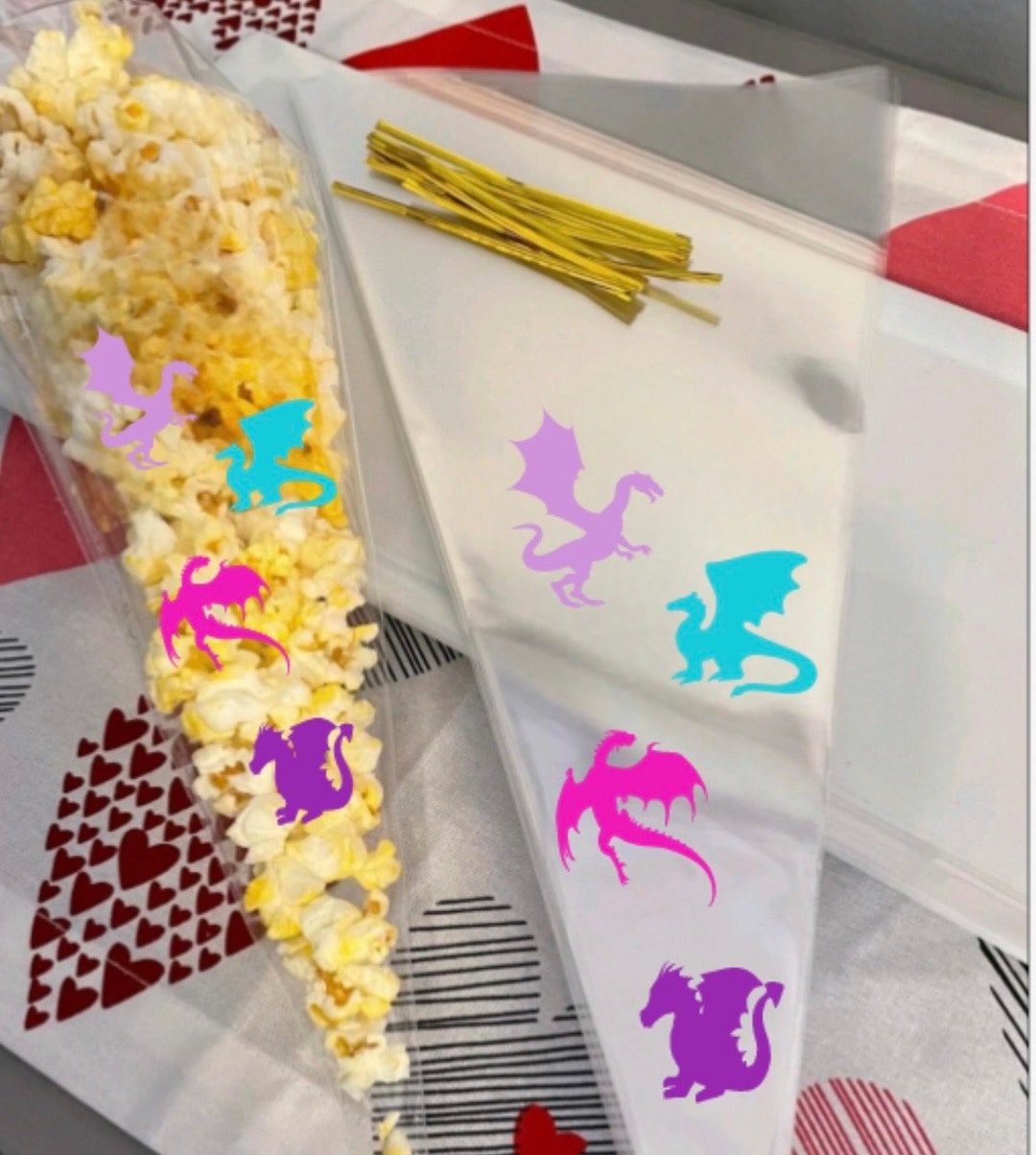 Dragon PARTY BAGS Empty Cone Shaped Favor Bag Birthday Candy Treat Set ...