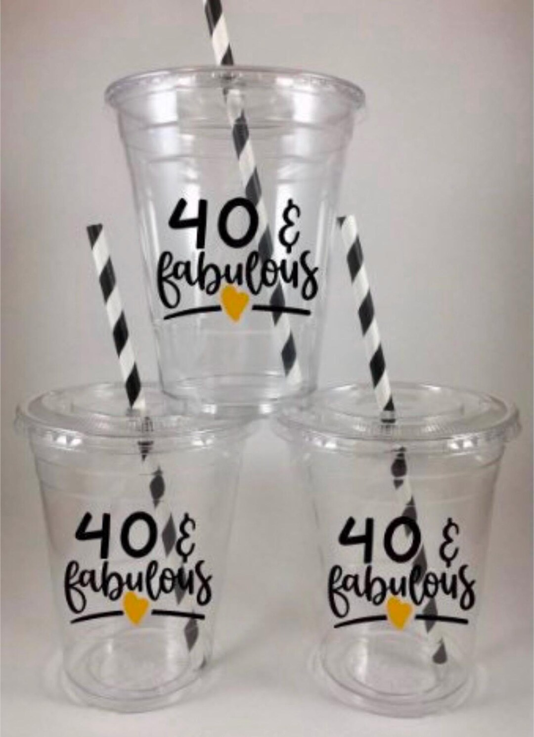 40 & Fabulous Party Cups Forty Disposable 40th Birthday Lids and Straws ...