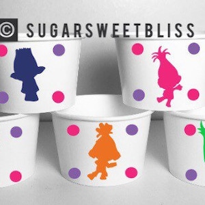 Troll Birthday Party Snack Cups Ice Cream Treat Food Bowls Decorations ...