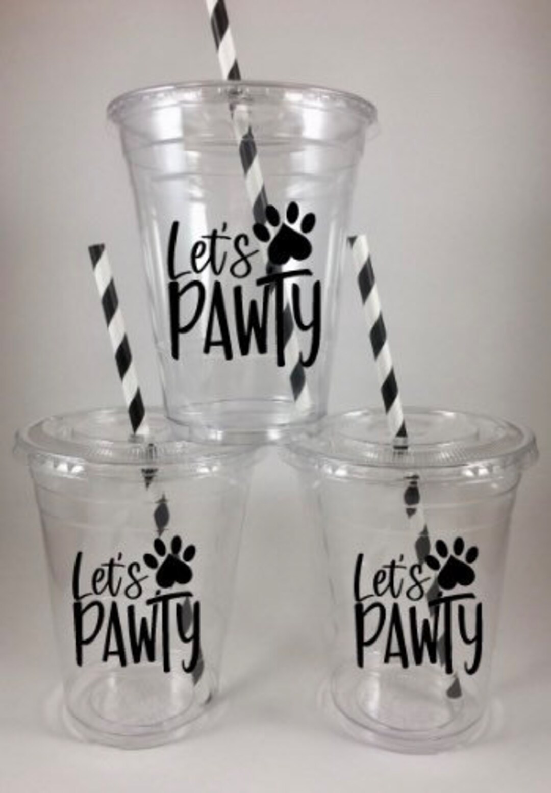Lets Pawty Puppy Dog Cups Birthday Paws ANY COLORS Lids Straws - Etsy