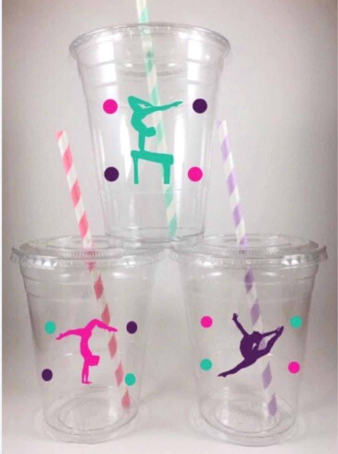 GYMNASTICS PARTY CUPS Birthday Party Disposable Personalized Customized ...
