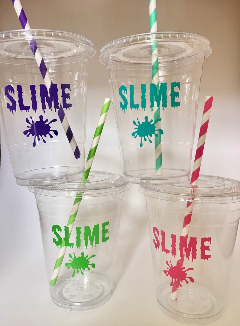 Girls Slime Party Cups Disposable Cup Set Customized Splat | Etsy
