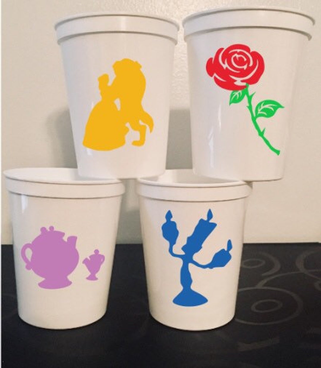 Beauty and the Beast REUSABLE Party Cups Birthday Favors Personalized ...