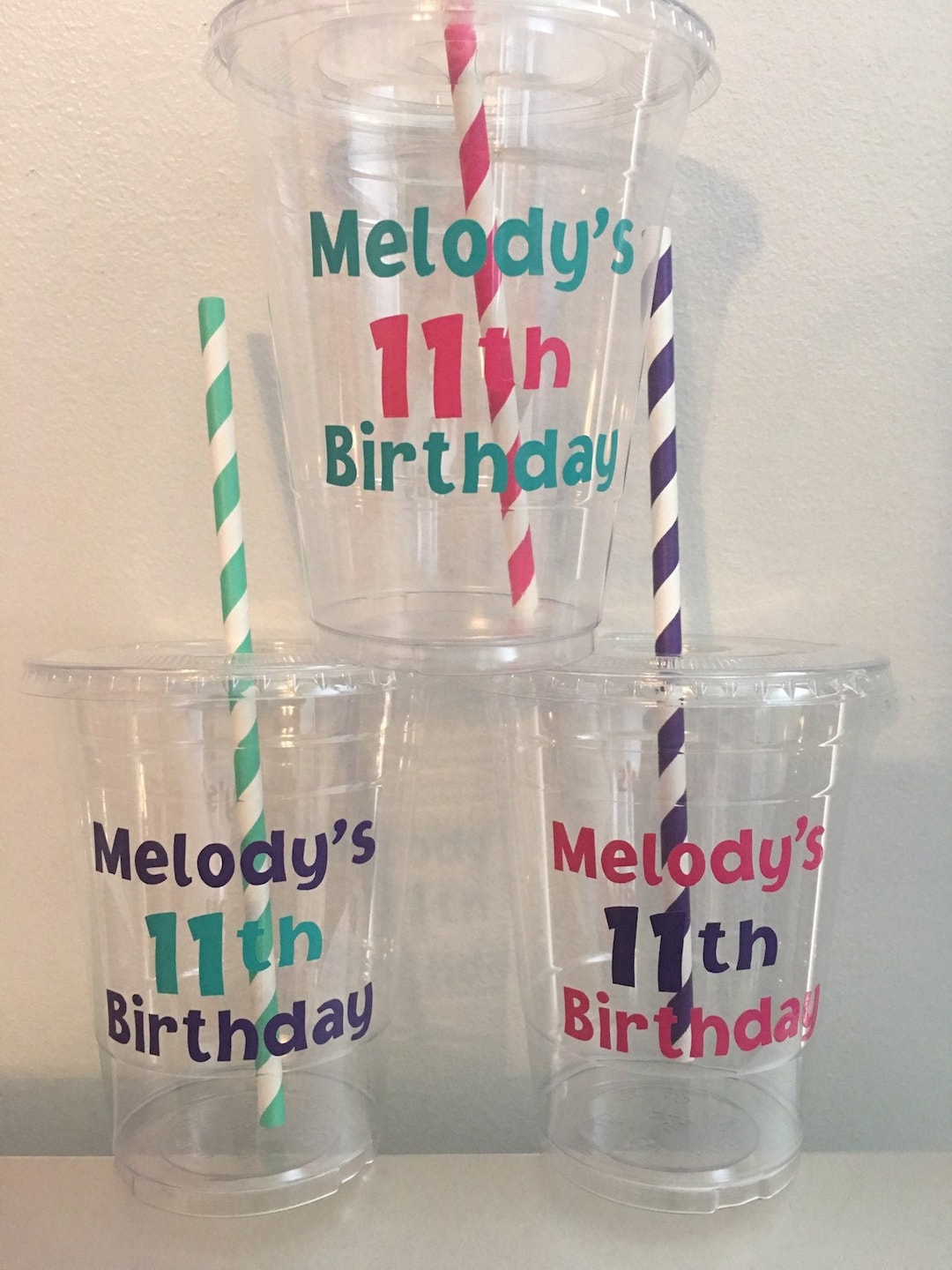 Personalized Birthday Party Cups YOUR NAME and YEAR Age With Lids ...