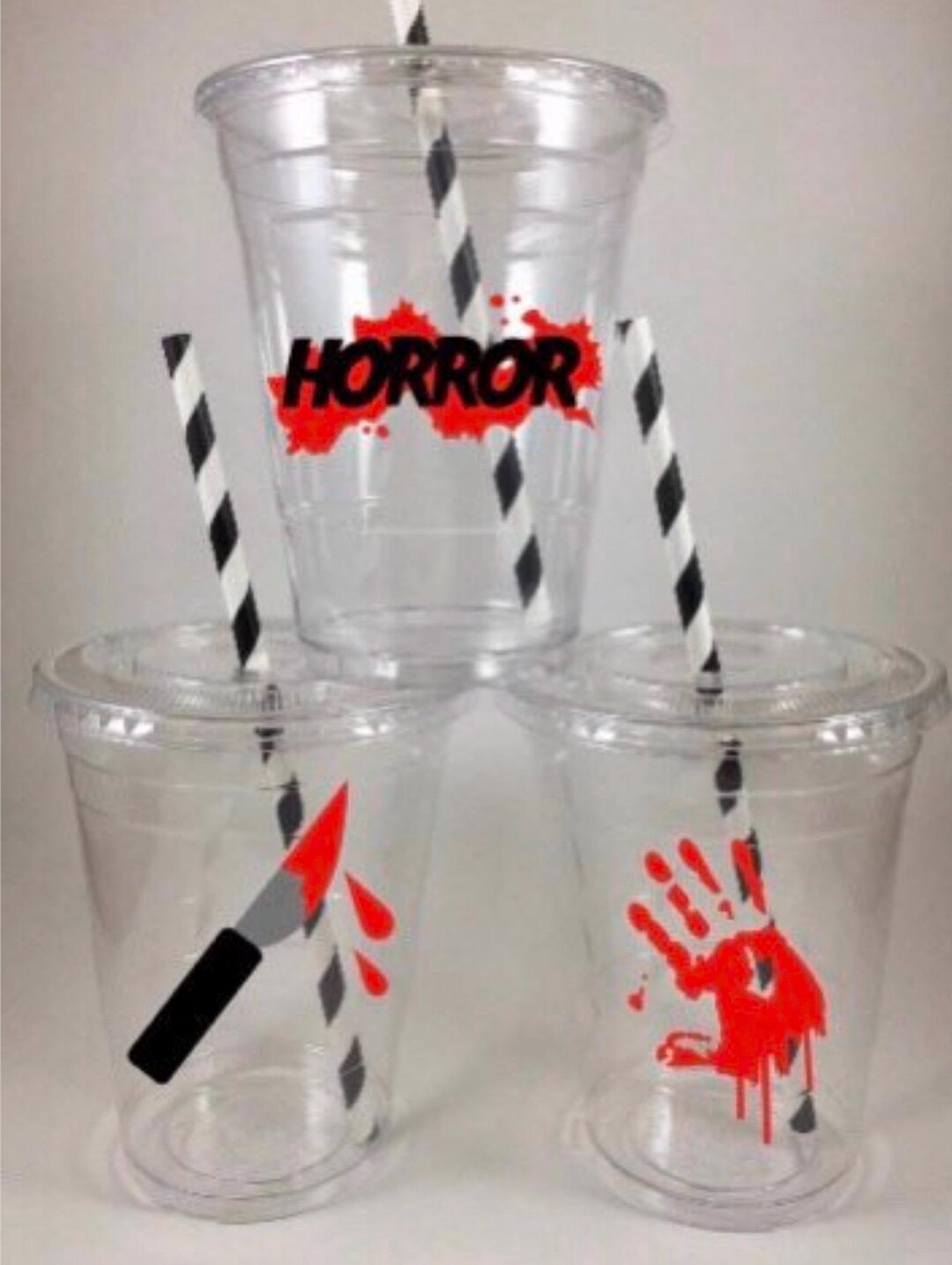 Horror PARTY CUPS Bloody Scary Birthday With Lids Straws Personalized ...
