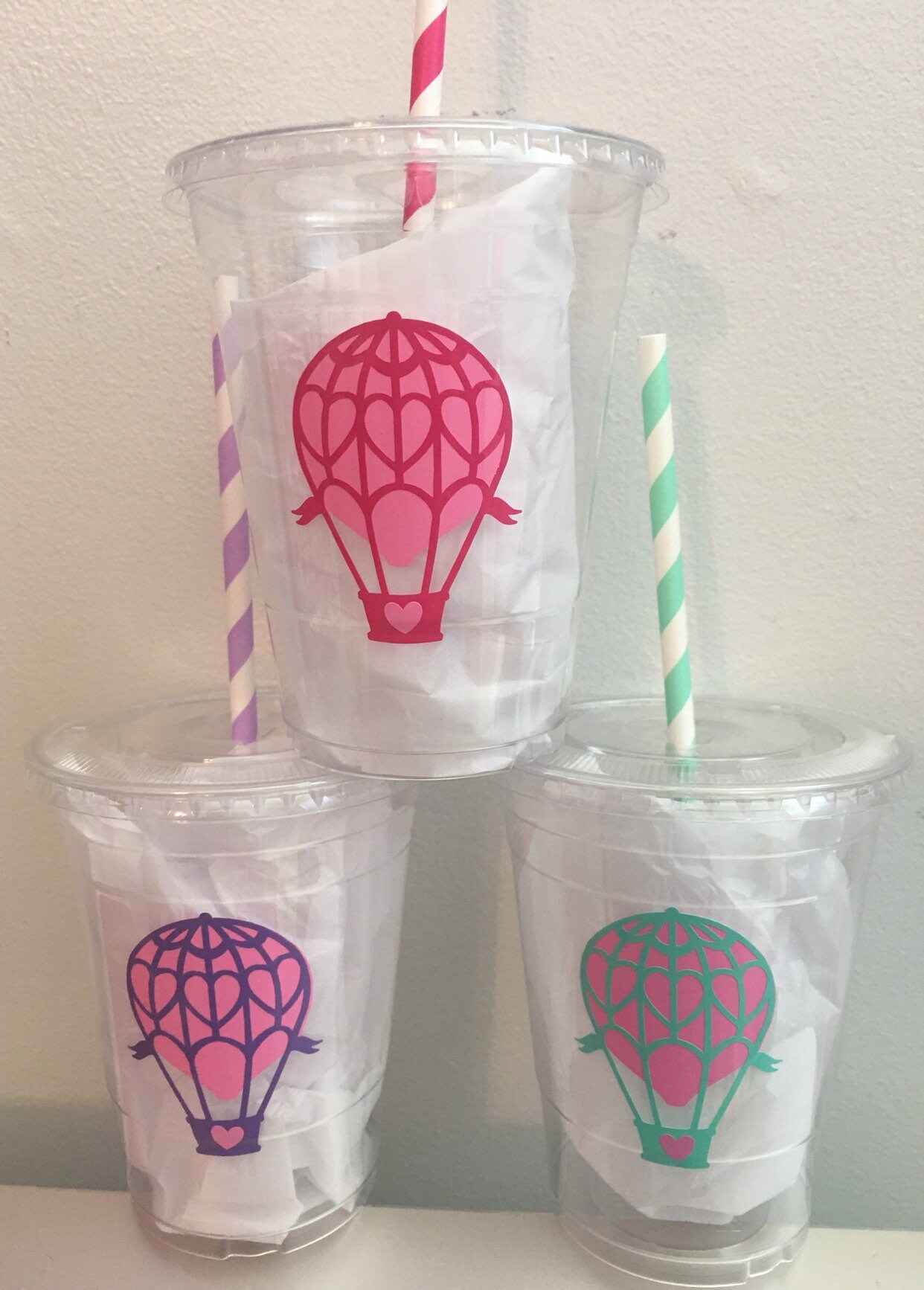 Hot Air Balloon PARTY CUPS With Lids/Straws Birthday Baby | Etsy