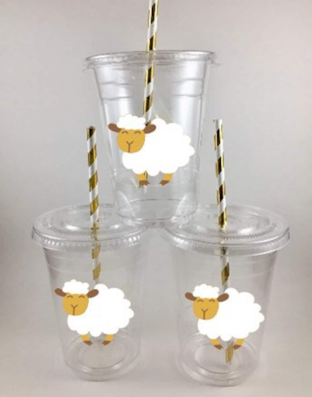 Lamb Sheep PARTY CUPS Baby Shower Farm WITH Lids/straws Little Lambs ...
