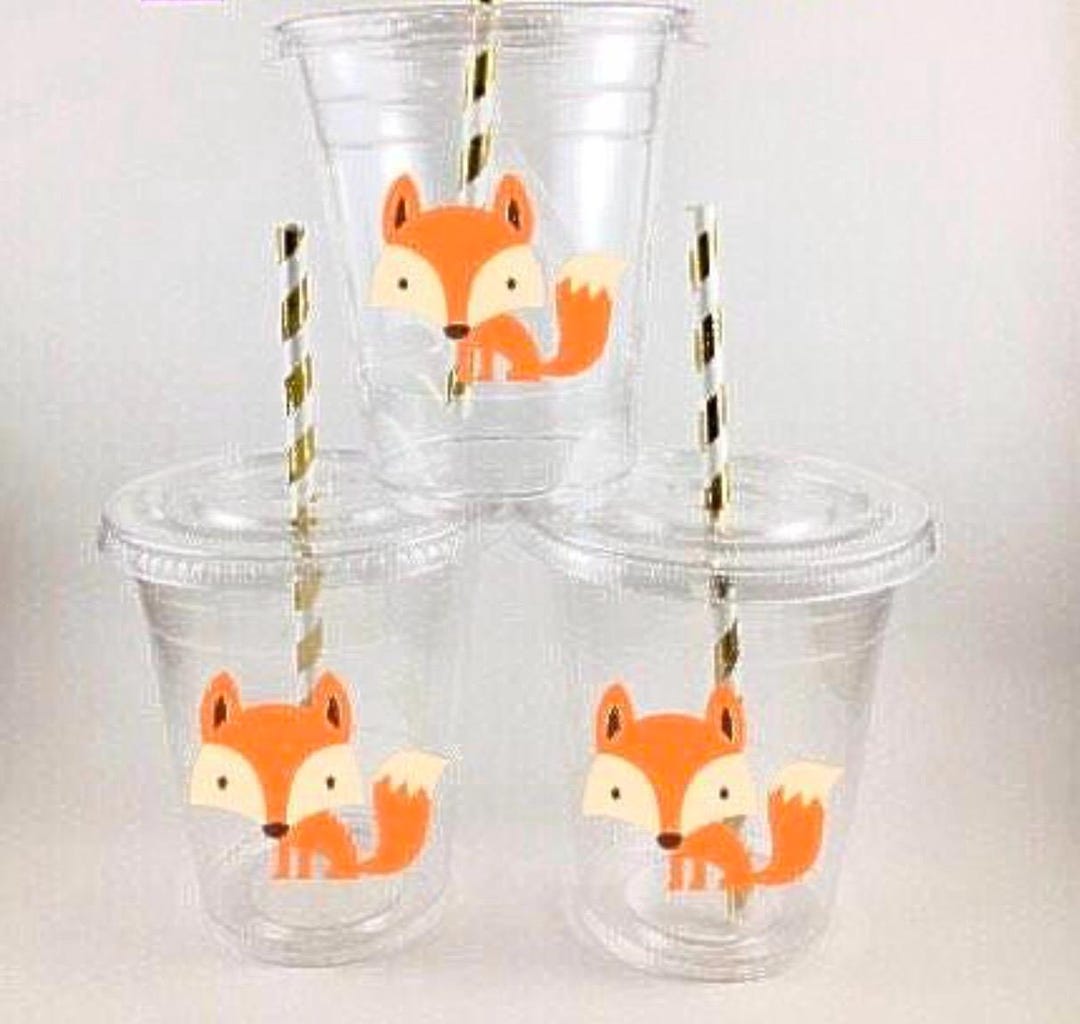 FOX PARTY CUPS Baby Shower Birthday Woodland Foxes Custom Personalized ...