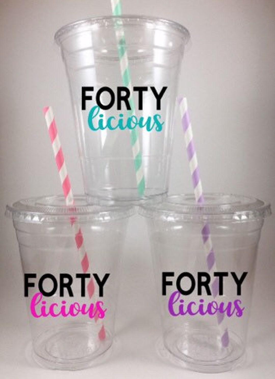 Fortylicious PARTY CUPS 40th Birthday Big 40 Custom Colors - Etsy