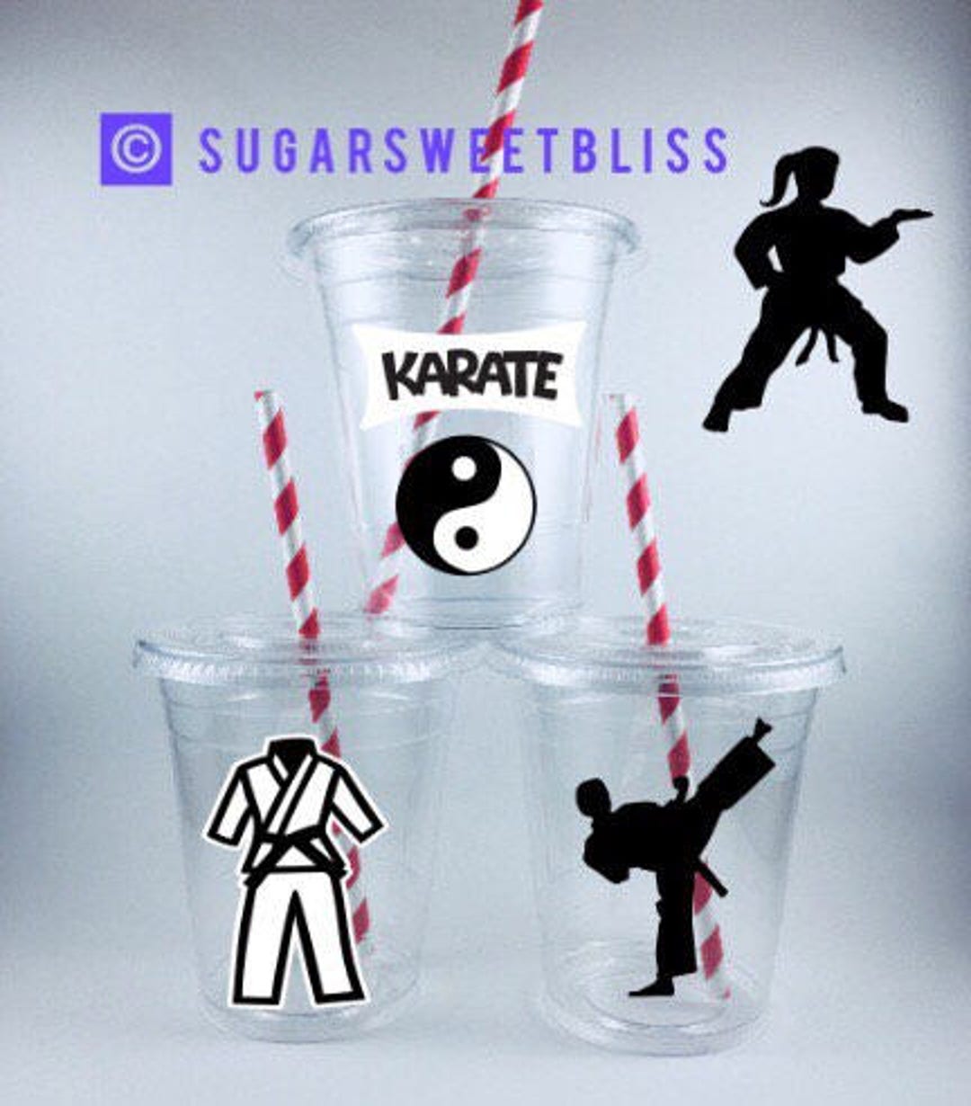 Karate Party Cups Girls or Boys Birthday Disposable Favors Cup Set ...