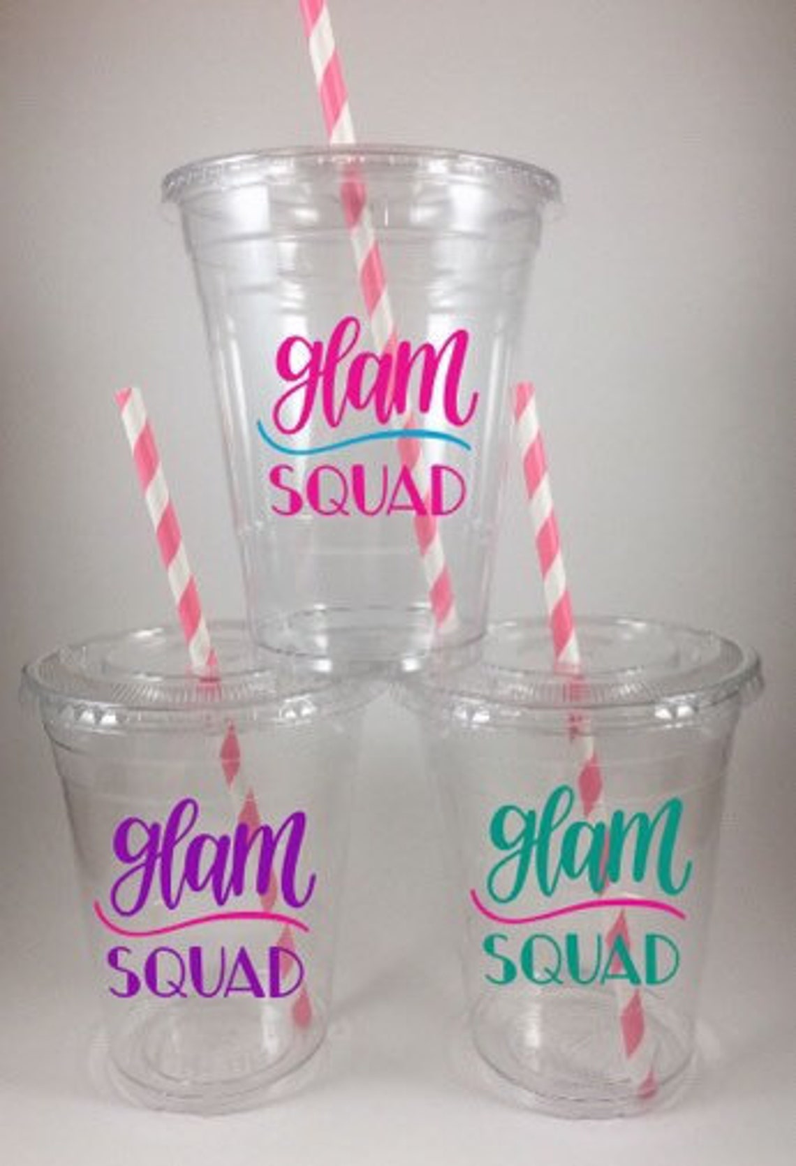 Glam Squad PARTY CUPS Birthday Spa Glamour With Lids/straws Custom ...