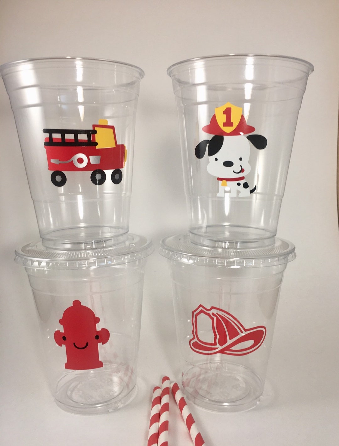 FIREMAN PARTY CUPS Firefighter Birthday Firetruck Personalized ...