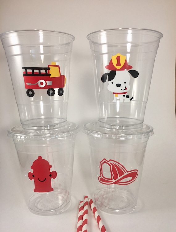 FIREMAN PARTY CUPS Firefighter Birthday Firetruck Personalized | Etsy