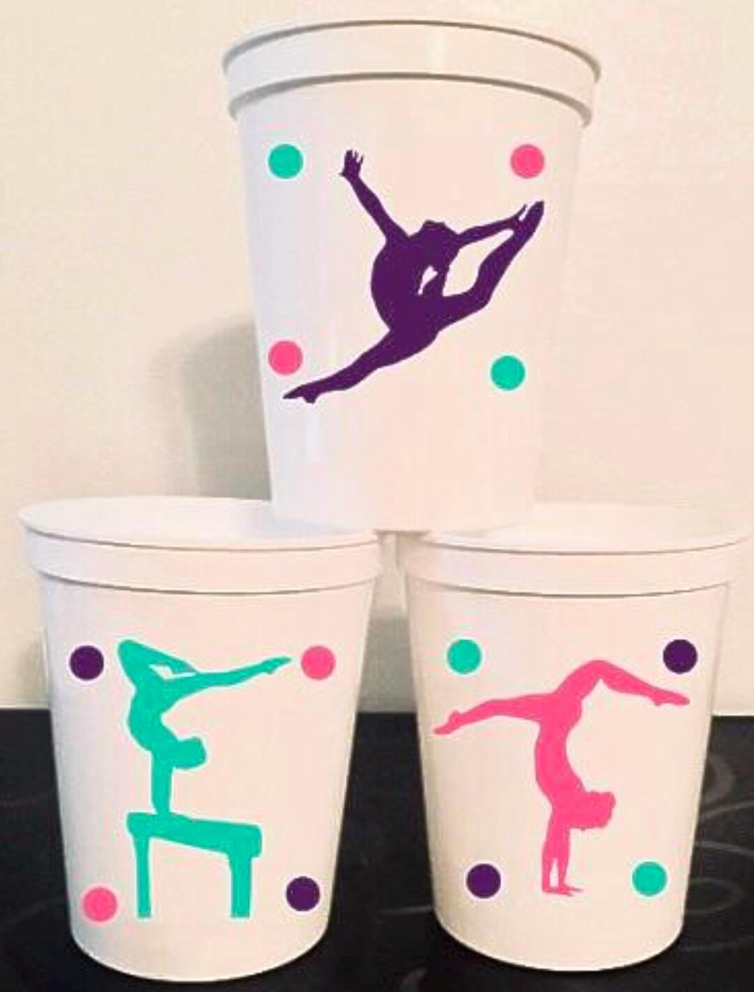 GYMNASTICS CUPS Reusable Party Favor Set Gymnast Tumbling Tumbler - Etsy