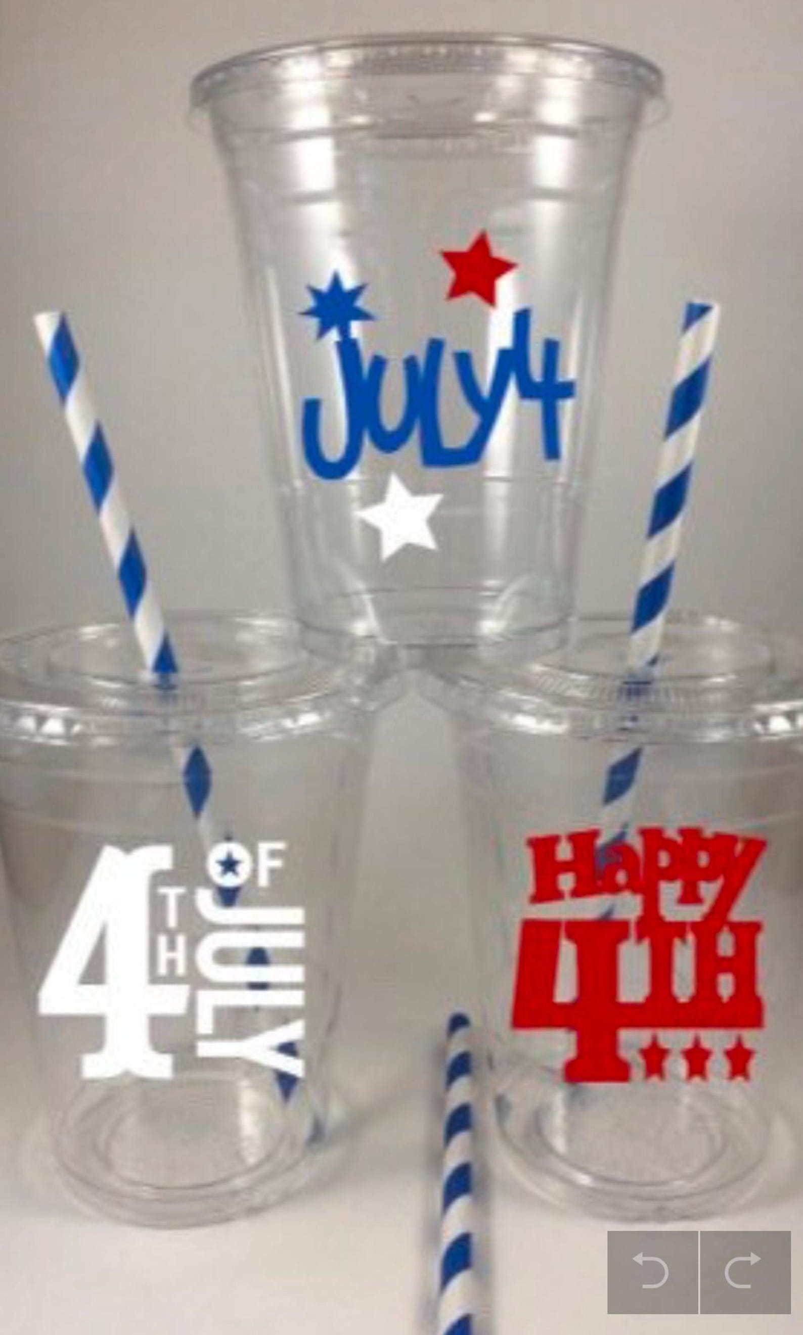 4th of July PARTY CUPS With Lids and Straws Independence Day Red White ...