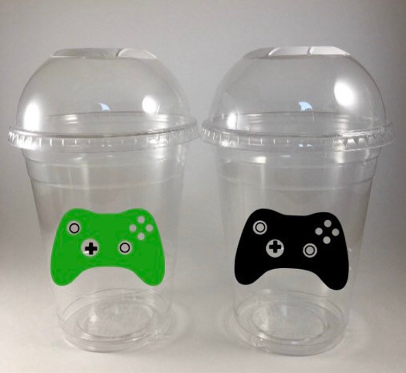 Gaming Controller Popcorn Party Cups Disposable With DOME Lids Birthday ...