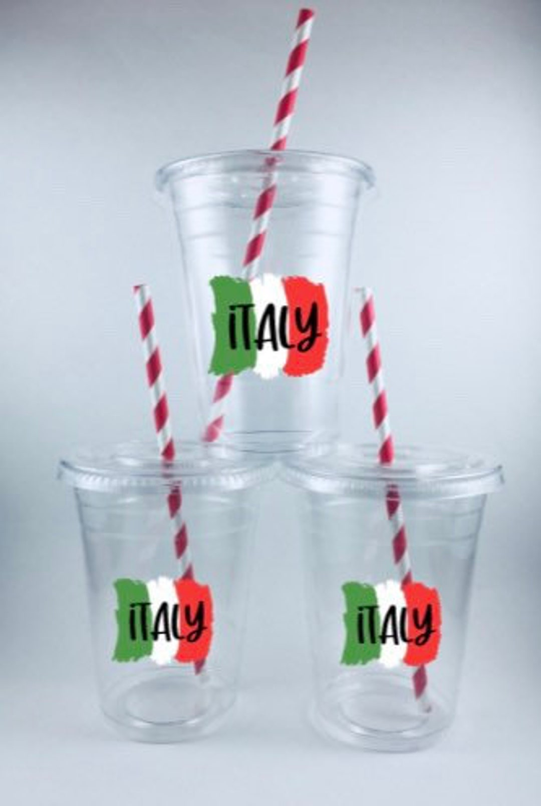 Italy PARTY CUPS Italian Flag Birthday With Lids Straws Personalized ...