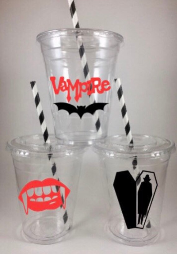 Vampire PARTY CUPS Birthday With Lids Straws Vampires Horror | Etsy