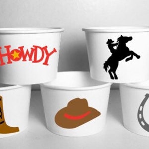 Cowboy Party Cups Western Country Cowboy Birthday Snack Treat Ice Cream ...