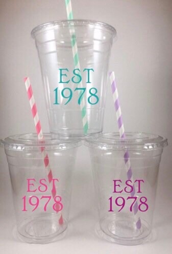 Birthday Party Cups Personalized EST YEAR Disposable Cup WITH | Etsy
